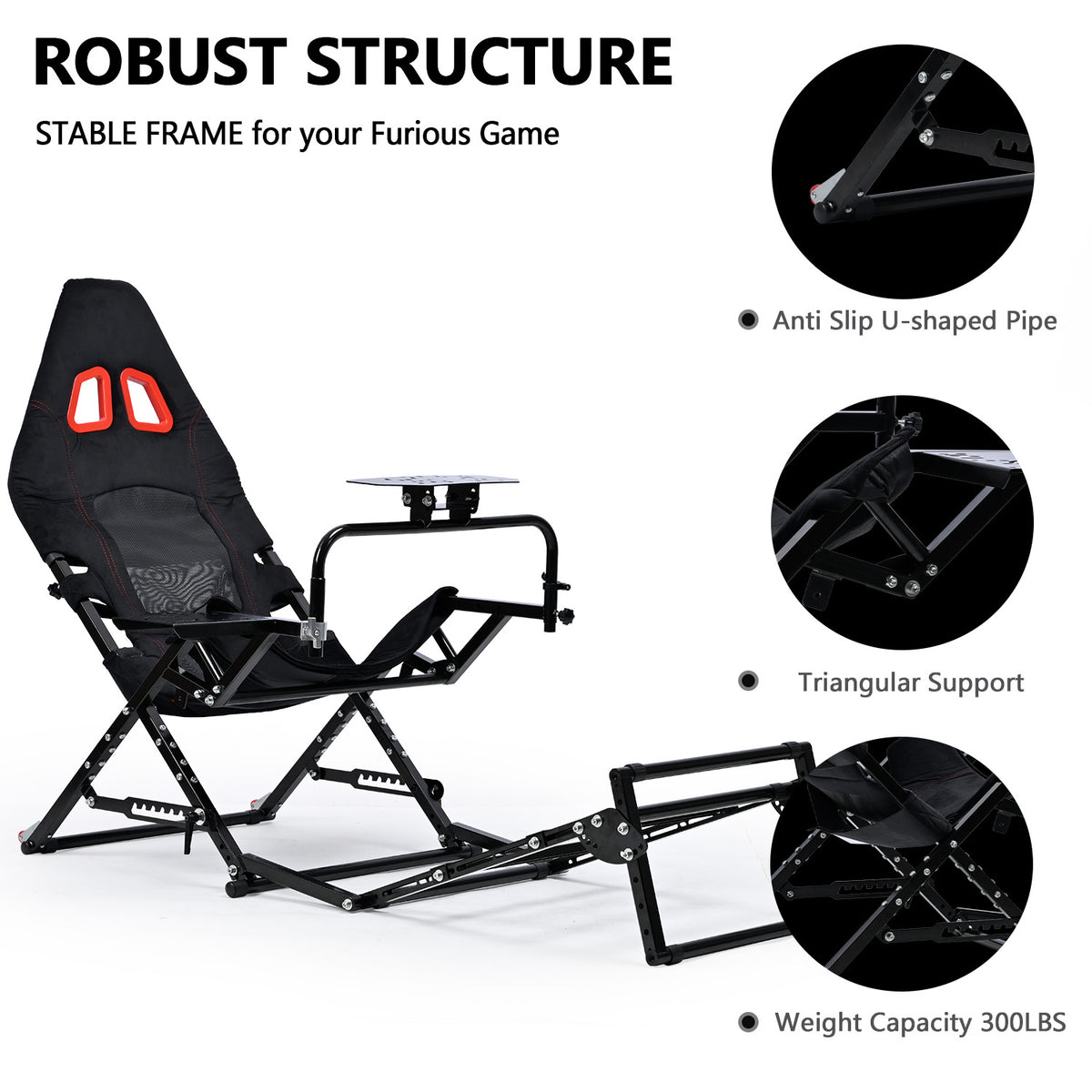 Minneer X-Type Foldable Racing Sim Cockpit – Adjustable & Universal Fi