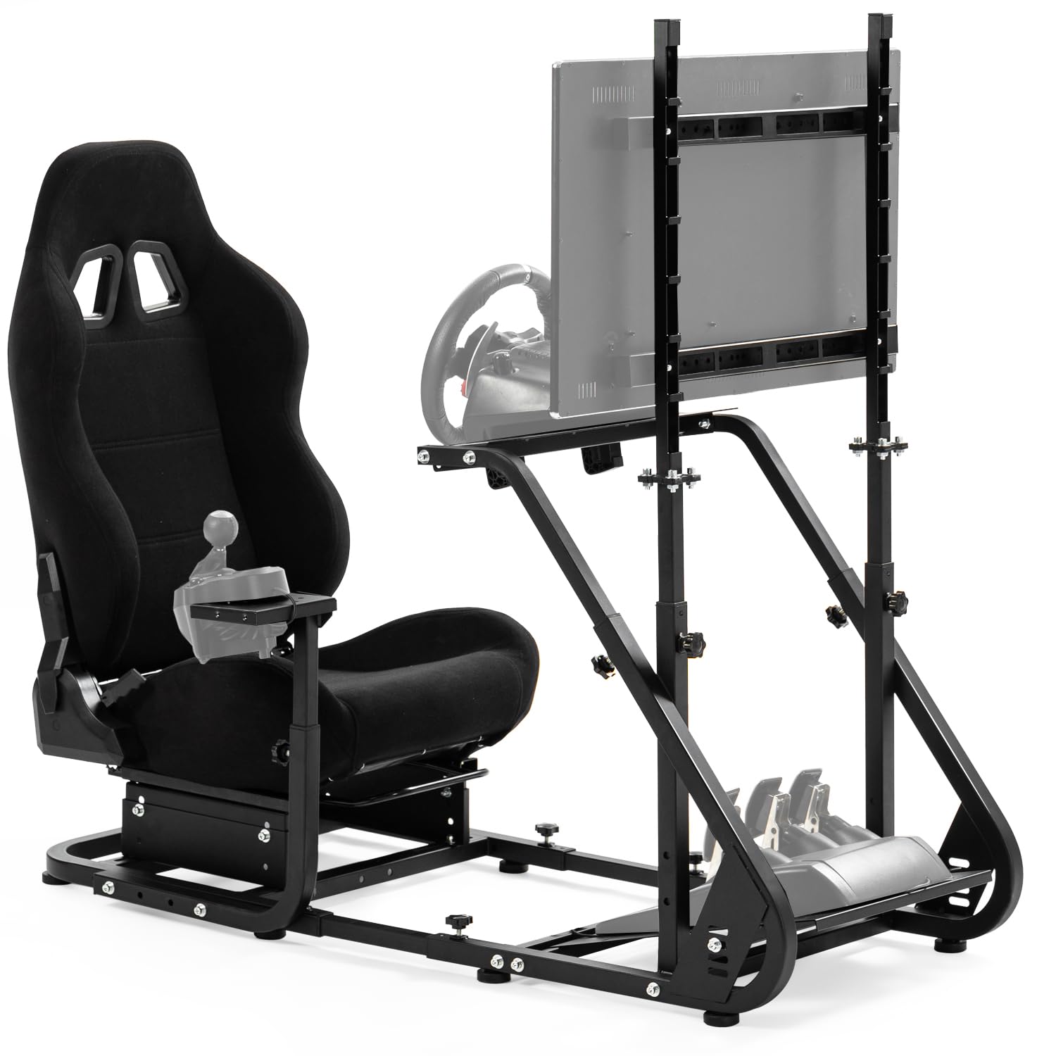 Minneer Adjustable Racing Simulator Cockpit with Seat and Monitor Moun
