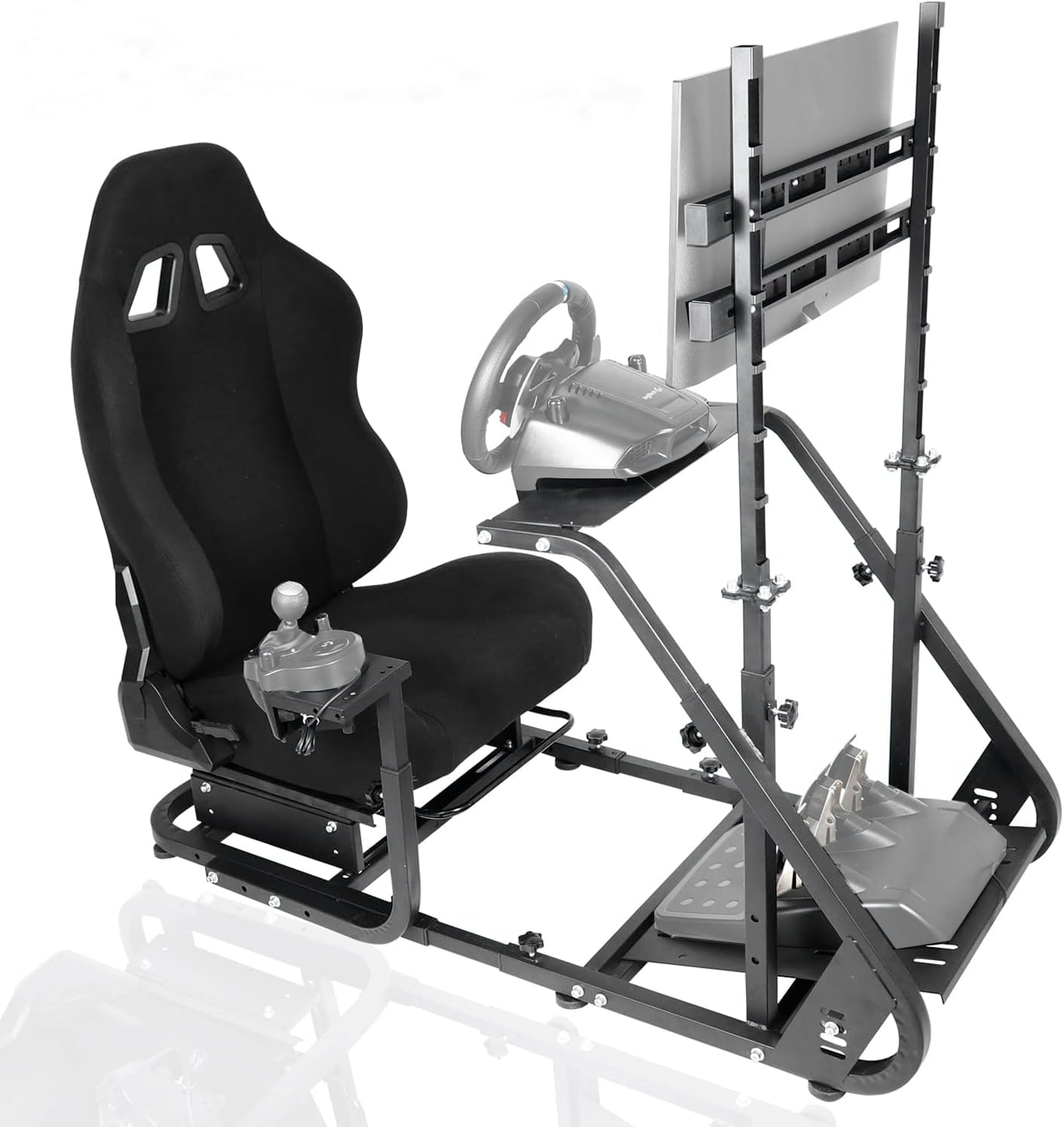 Minneer Adjustable Racing Simulator Cockpit with Seat and Monitor Moun